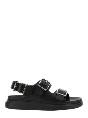 Alexander McQueen Leather Buckle Sandals - Black