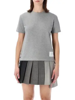 Thom Browne Name Tag" Piqué Cotton T-shirt - Lt Grey