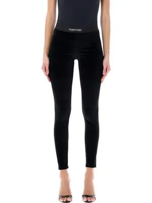 TOM FORD Leggings With Branded Band In Velvet - Black