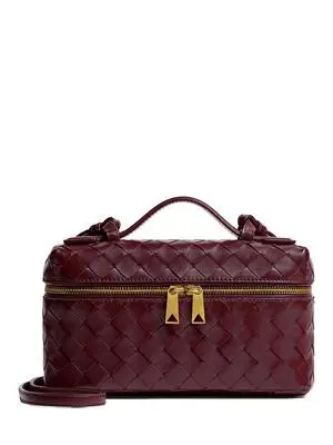 Bottega Veneta Bottega Veneta Mini Intrecciato Vanity Case With Removable Shoulder Strap Rosso