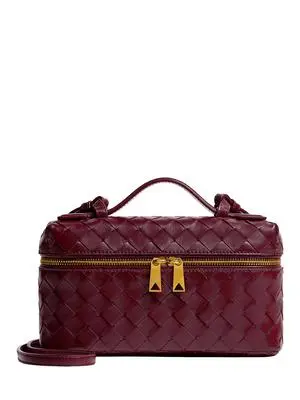 Bottega Veneta Bottega Veneta Mini Intrecciato Vanity Case With Removable Shoulder Strap Rosso