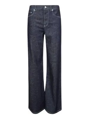 Marni Embroidered-logo Wide-leg Trousers - Blu