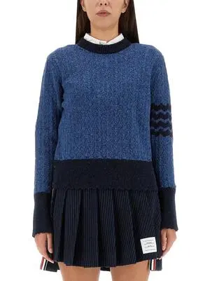 Thom Browne Fine Merino Wool 4-bar Sweater - Blue