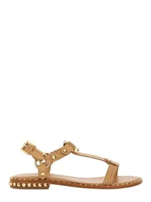 Ash Patsy Bis Croc Printed Embellished Flat Sandal - Beige