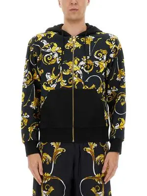 Versace Baroque Print Zip-up Hoodie - Black