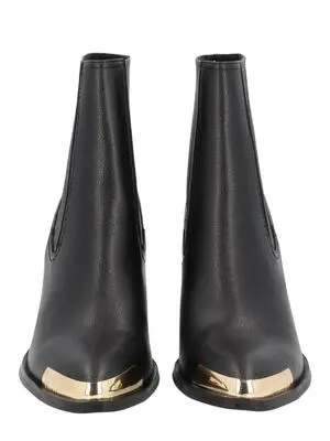 Versace Metallic Cap Toe Ankle Boots - Black