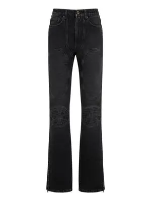 JEAN PAUL GAULTIER Paneled Denim Jeans With Knee Detail - Black