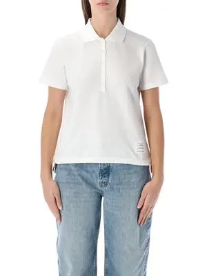Thom Browne Piqué Rwb Stripe Relaxed Fit Polo - White