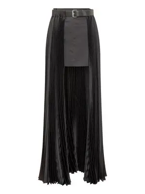 PETER DO Belted Pleated Maxi Skirt - Black