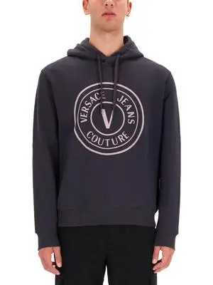 Versace Hoodie With Medusa 'v' Logo - Grey