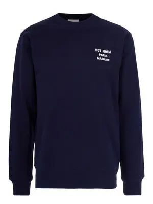 Drole De Monsieur Crew Neck Sweatshirt With Graphic Print - Navy