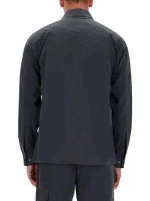 Versace Logo-embossed Long Sleeve Overshirt - Grey