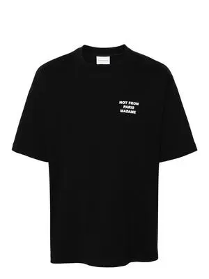 Drole De Monsieur Drole De Monsieur Ribbed Neckline T-Shirt With Contrasting Slogans - Size M Nero