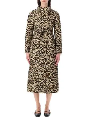 Valentino Garavani Animalier Print Double-breasted Coat - Brown