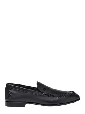 Fendi Leather Loafers With Braided Detailing - Black