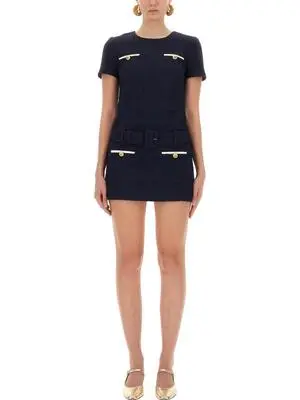 SELF-PORTRAIT Bouclé Mini Dress - Blue