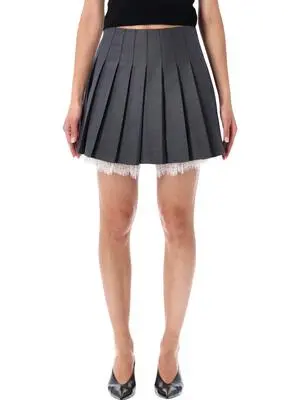 SELF-PORTRAIT Pleated A-line Mini Skirt - Grigio
