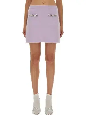 SELF-PORTRAIT Self-Portrait Embellished Knit Mini Skirt Lilac