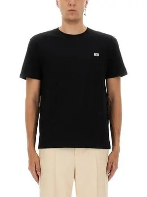 Valentino Garavani Cotton T-shirt With Vlogo Signature Patch For - Black