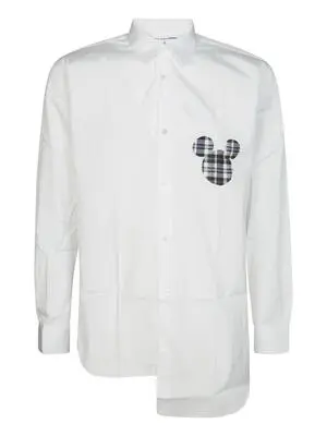 Comme Des Garçons Asymmetrical Hem Checkered Print Shirt X Be@rbrick - Bianco