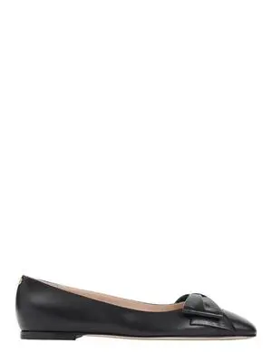 Valentino Garavani Bow Detailing Leather Ballerina Flats - Black