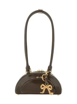 SELF-PORTRAIT Mini Shoulder Bag With Embellished Bow Detail - Brown