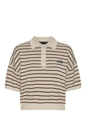 ROTATE BY BIRGER CHRISTENSEN Classic Striped Polo With Ribbed Details - Beige