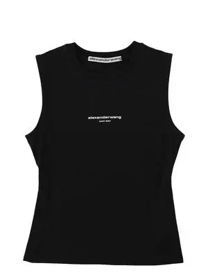 Alexander Wang Sleeveless Top With Logo - Black