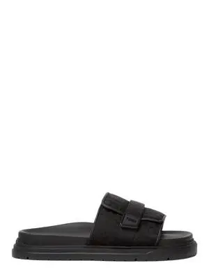 Fendi Fendi Jacquard Nylon Adjustable Comfort Sandals Nero
