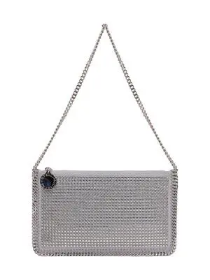 Stella McCartney Studded Pochette Clutch With Chain Strap - Silver