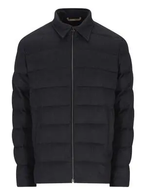 Herno HERNO Short Puffer Jacket With Zip-Up And Stand Collar Blunavy