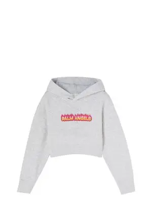 Palm Angels Cropped Logo Hoodie - Grey