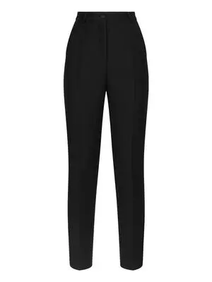 Dolce & Gabbana Tailored Wool Gabardine Tuxedo Pants - Black