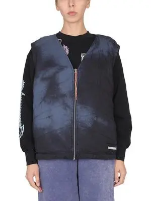 Aries Tie & Dye Zip-up Vest - Blue