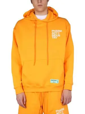 PHARMACY INDUSTRY Logo Print Drawstring Hoodie - Orange