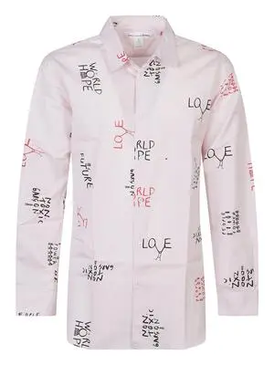 Comme Des Garçons Graphic Print Button-up Shirt - Pink