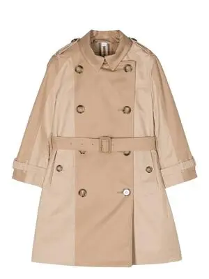Burberry Double Breasted Cotton Trench Coat With Anais Belt - Beige