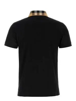Burberry BURBERRY Check Collar Cotton Polo Shirt Black