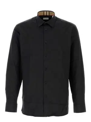 Burberry Slim Fit Stretch Cotton Shirt - Black