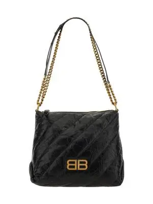 Balenciaga Crush Hobo S Leather Bag - Black