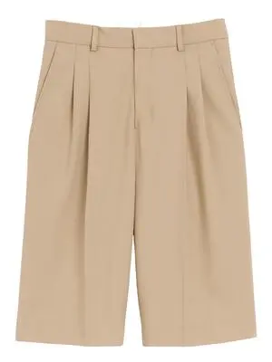 AMI Paris AMI PARIS High-Waisted Tailored Pleated Bermuda Shorts Beige