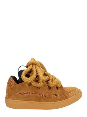 LANVIN Curb Leather Sneakers With Snake Laces - Brown