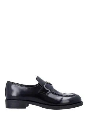 Prada Leather Loafers With Enamel Triangle Logo - Black