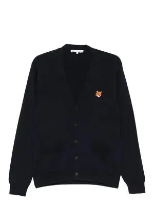 Maison Kitsuné Fox Head Merino Wool Cardigan - Blue