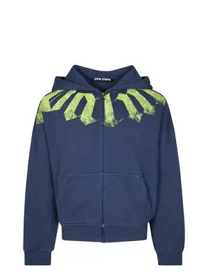 Palm Angels Logo Zip Hoodie - Blu