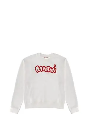 Marni Graphic Cotton Crewneck Sweatshirt - White