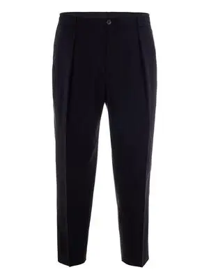 BRIGLIA Tailored Flat-front Trousers - Nero