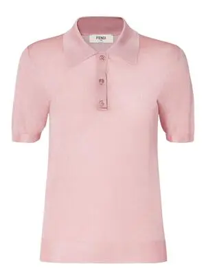 Fendi Short Sleeve Polo Knit Dress - Pink
