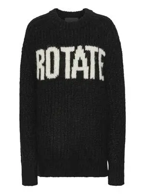 ROTATE BY BIRGER CHRISTENSEN Knit Logo Ribbed Sweater - Nero
