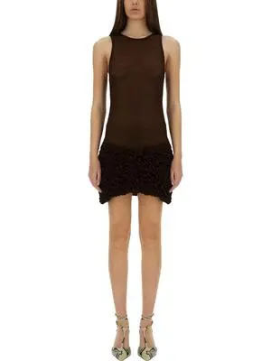 SELIA RICHWOOD Poncik Ruffled Mini Dress - Brown